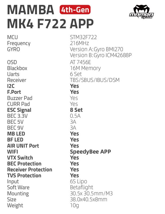 Kontroler lotu Diatone Mamba F722 MK4 APP