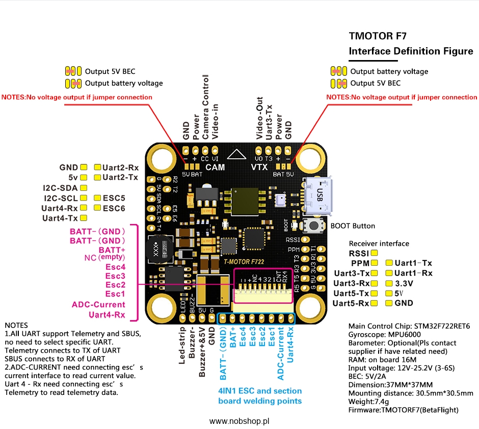 Stack T-Motor FC F7 HD + ESC F55A Pro II